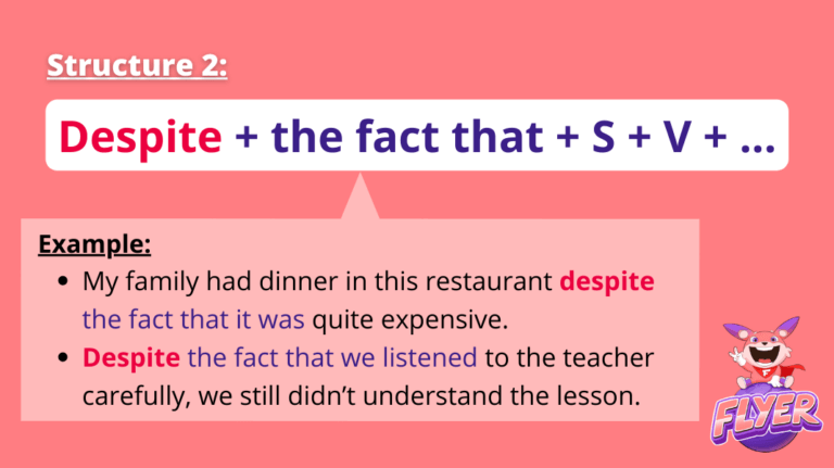 Cấu trúc Despite là gì? Cách chuyển đổi giữa Despite và Although