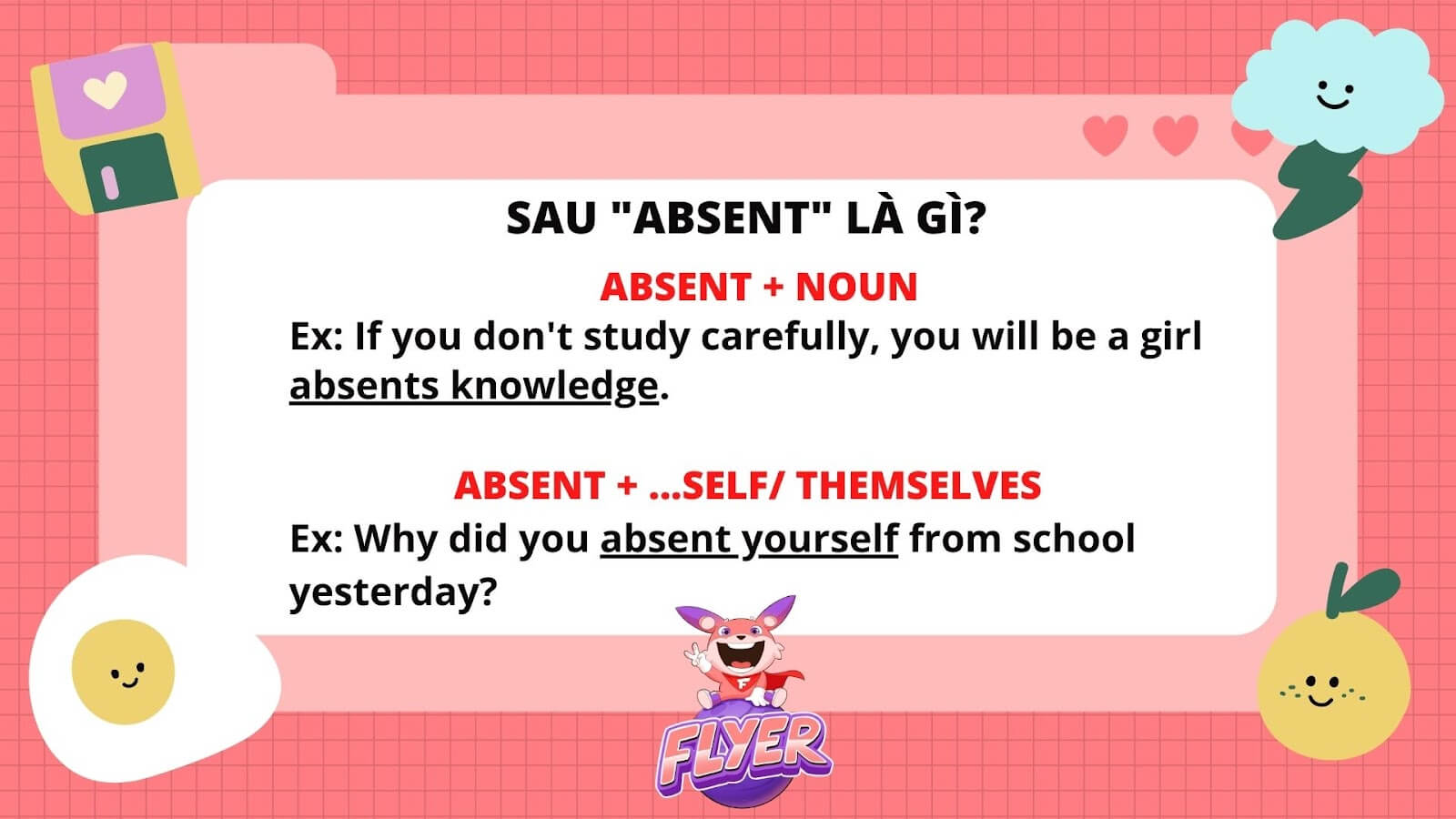 Absent đi với giới từ gì? Trạng từ nào đi với Absent?