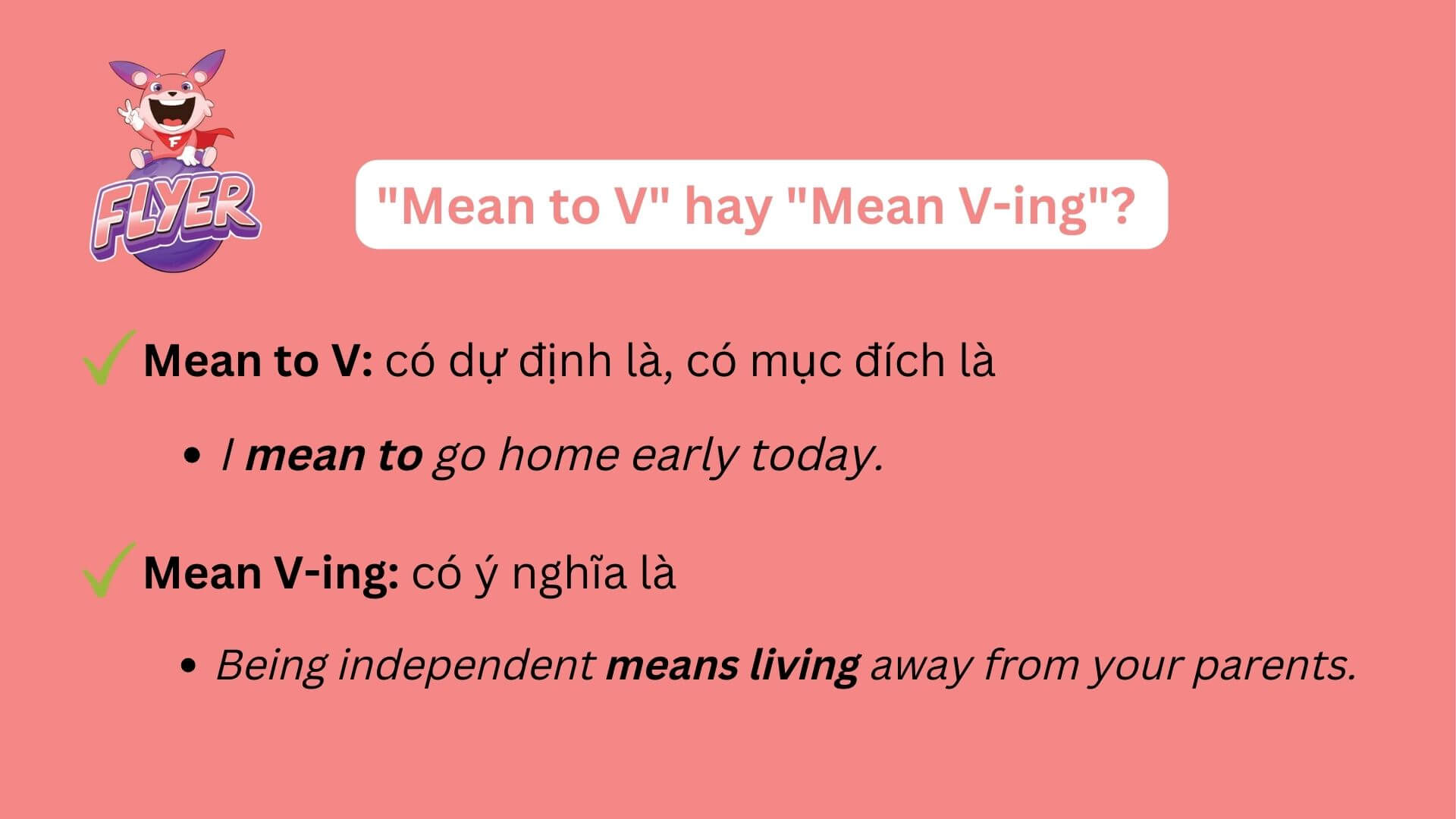 Mean to V hay Ving? Thông thạo cách dùng mean trong nháy mắt