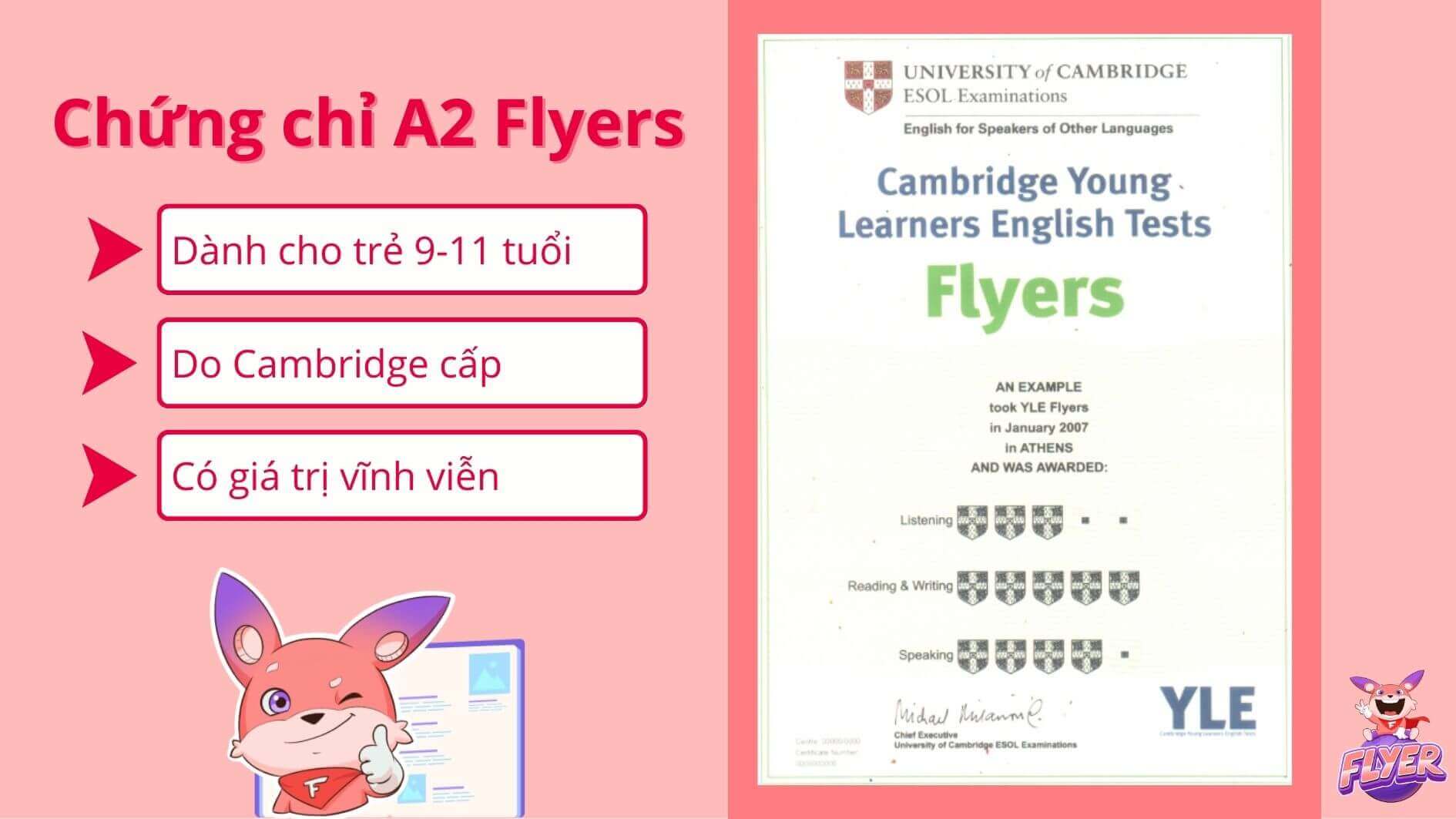 Tải MIỄN PHÍ đề thi Flyers Cambridge có đáp án + Sách luyện thi