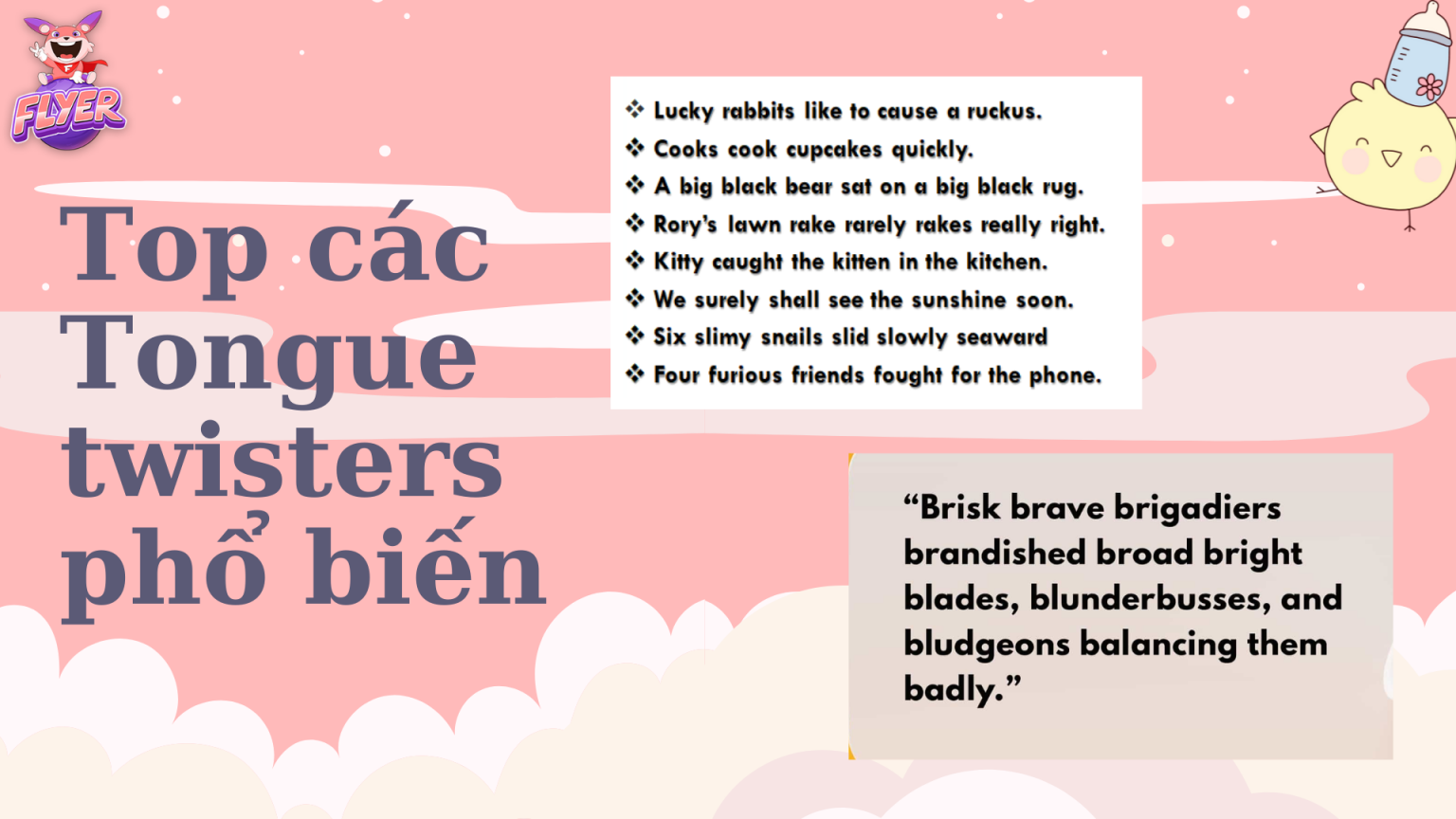 100+ Tongue twisters vui nhộn giúp trẻ luyện tập phát âm hiệu quả
